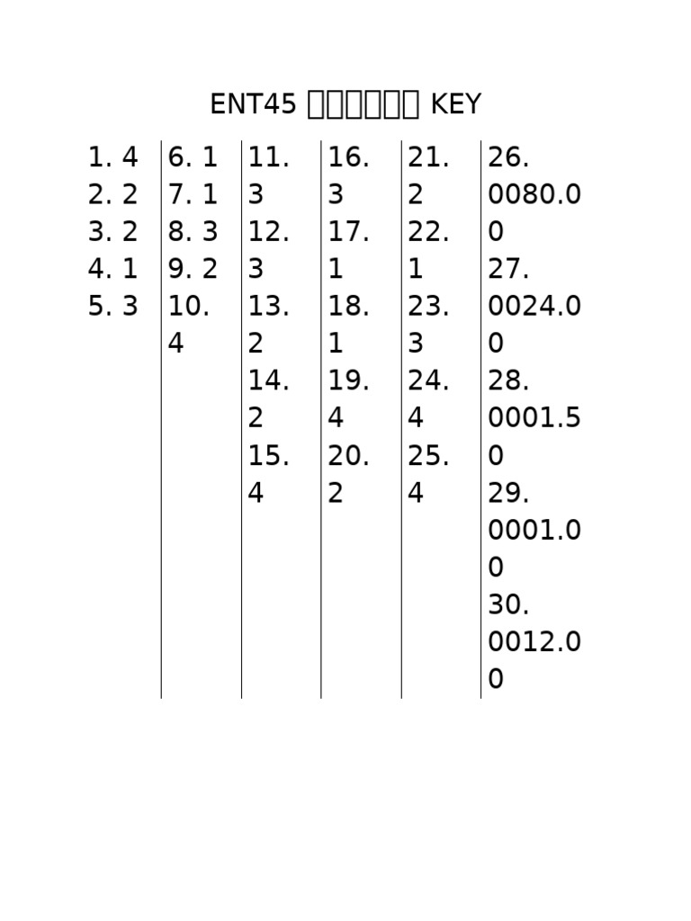 เฉลย ENT 45 | PDF