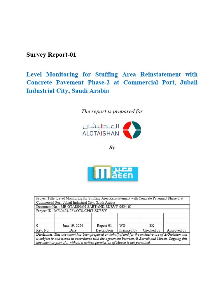 Submital - Level Survey Report 01 - Stuffing Area in SABTANK - 19 Jun ...