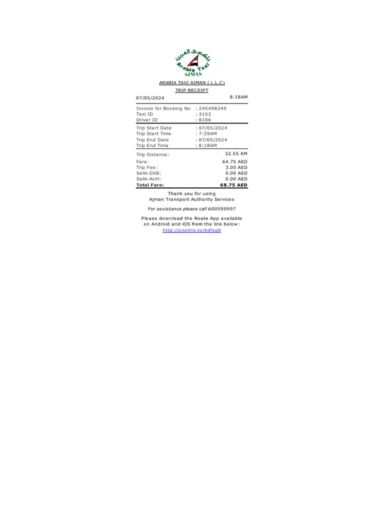 Trip Reciept | PDF