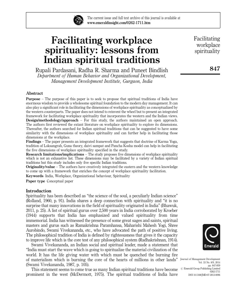 Integrating Indian Spirituality in Workplace | PDF | Bhagavad Gita ...