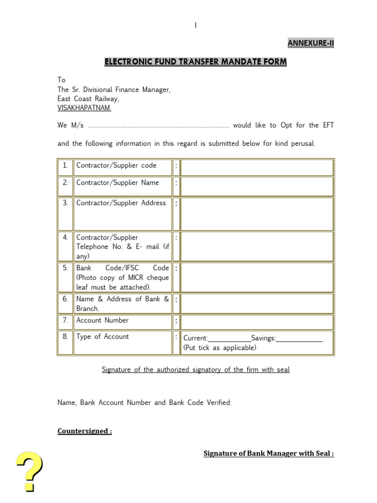 Eft Form | PDF