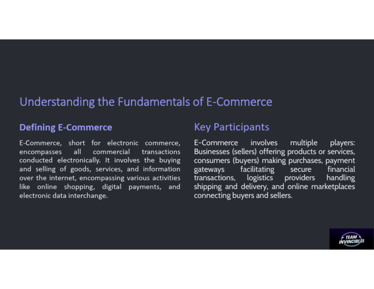 Understanding The Fundamentals of E-Commerce: Key Participants | PDF