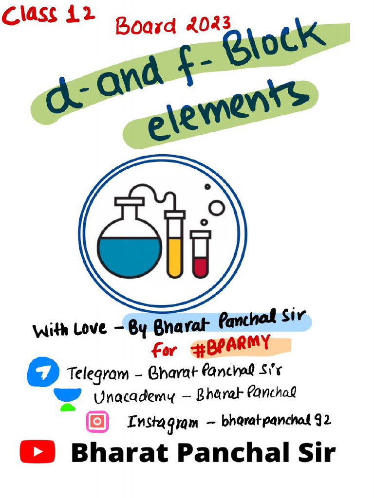 D and F Block Elements | PDF