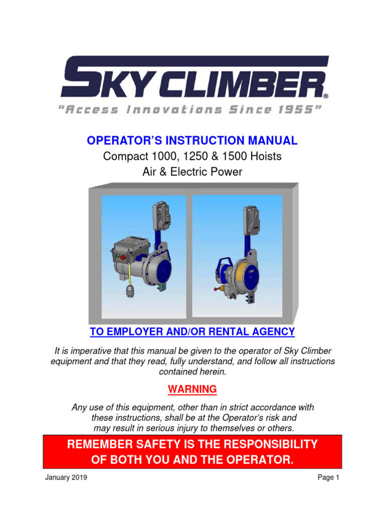 Sky Climber Compact Hoist Manual | PDF | Rope | Alternating Current