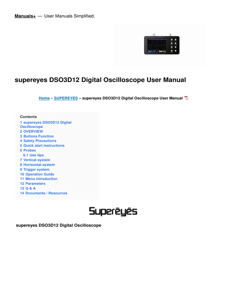 DSO3D12 Oscilloscope User Manual | PDF | Amplitude | Electronics