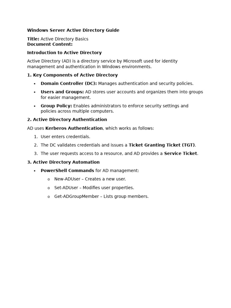 Windows Server Active Directory Guide Pdf