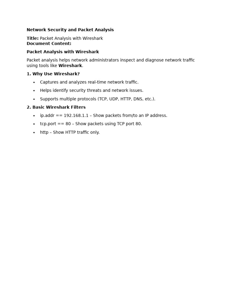 Network Security and Packet Analysis | PDF