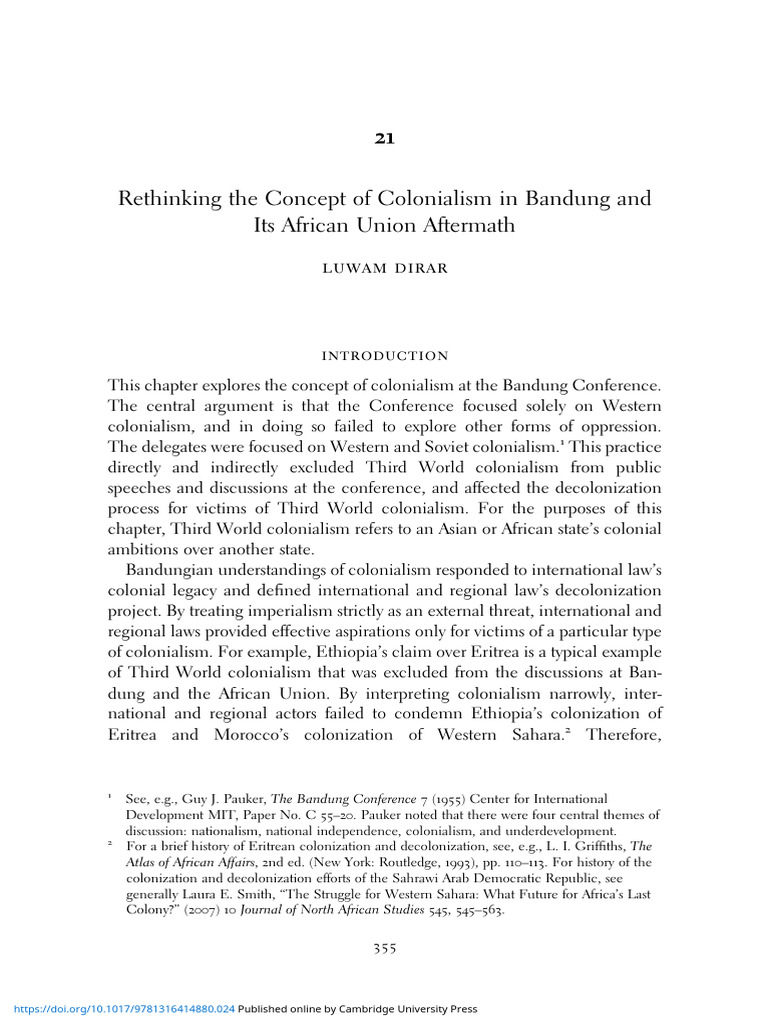 14.4 PP 355 366 Rethinking The Concept of Colonialism in Bandung and Its African Union Aftermath ...