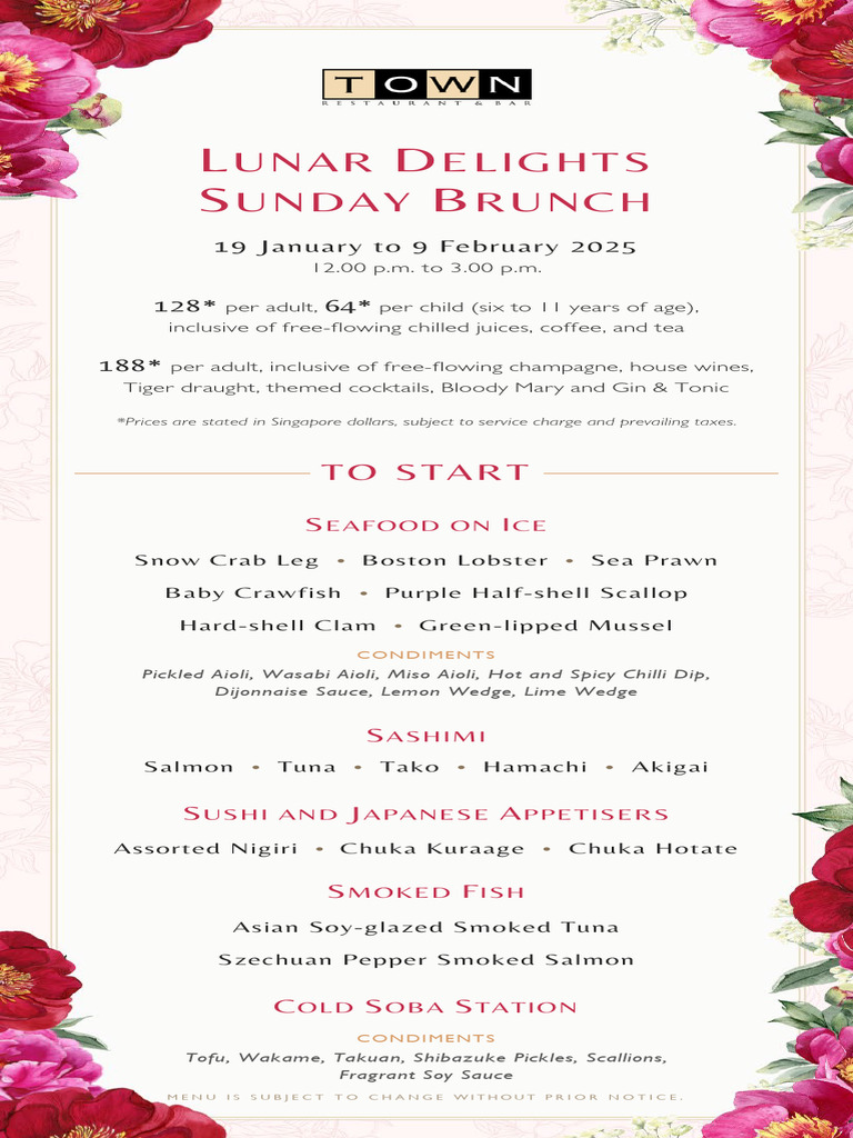 Lunar Delights Sunday Brunch | PDF | Salad | Sauce