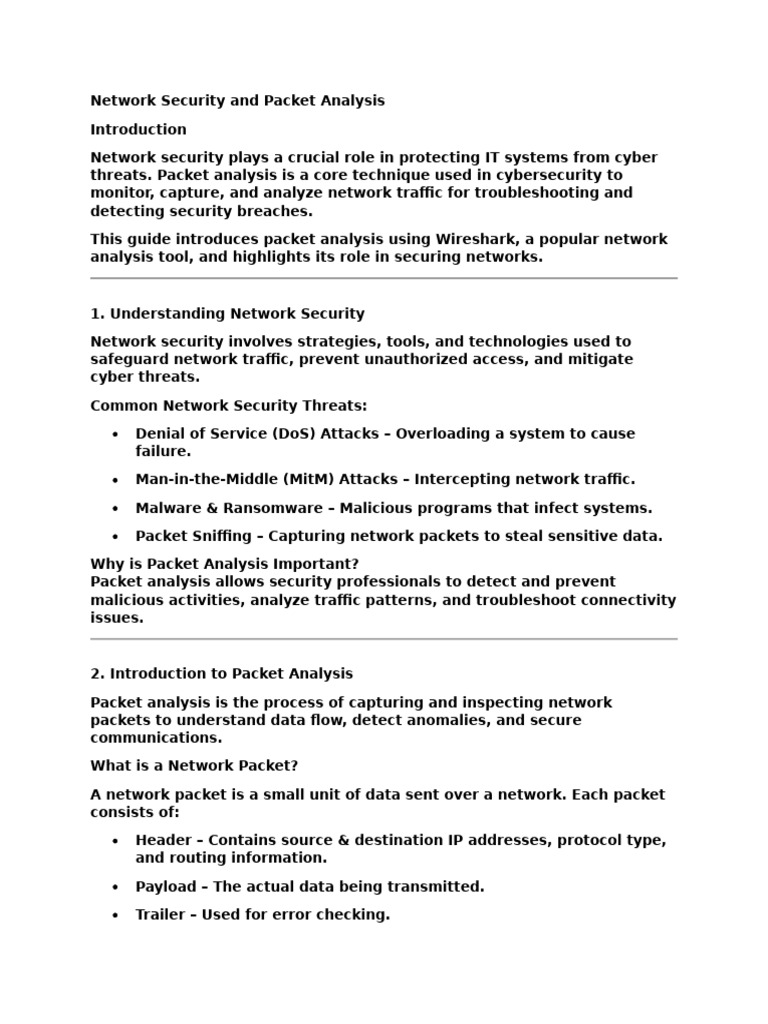 Network Security and Packet Analysis | PDF | Computer Network | Security