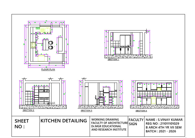 Kitchen Detailing Working Drawing | PDF