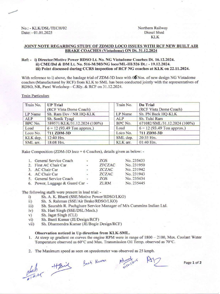 Joint Note at Kalka NG | PDF