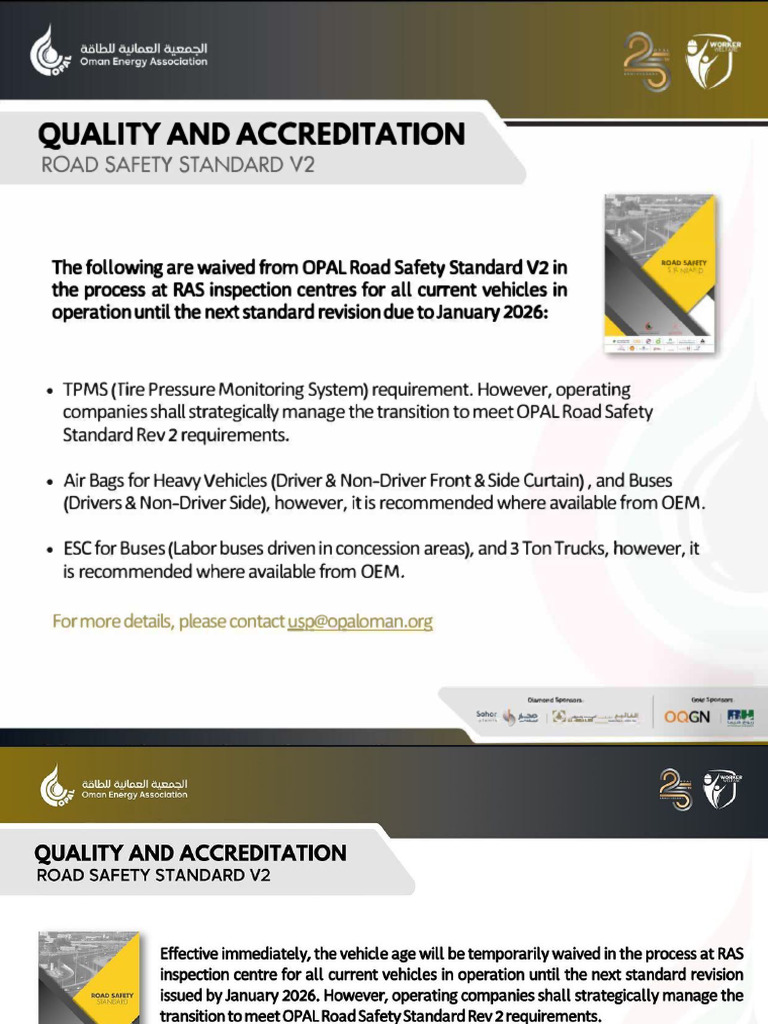 OPAL Road Safety Standard V2 Overview | PDF