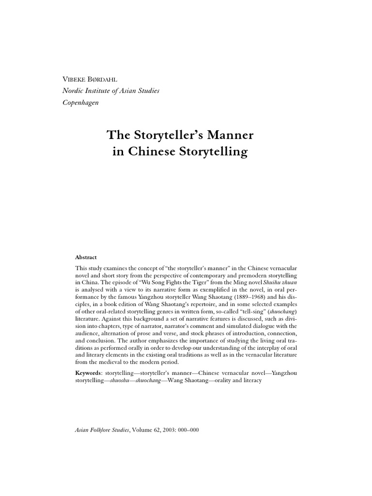 Storyteller's Manner in Chinese Tales | PDF | Storytelling | Narrative