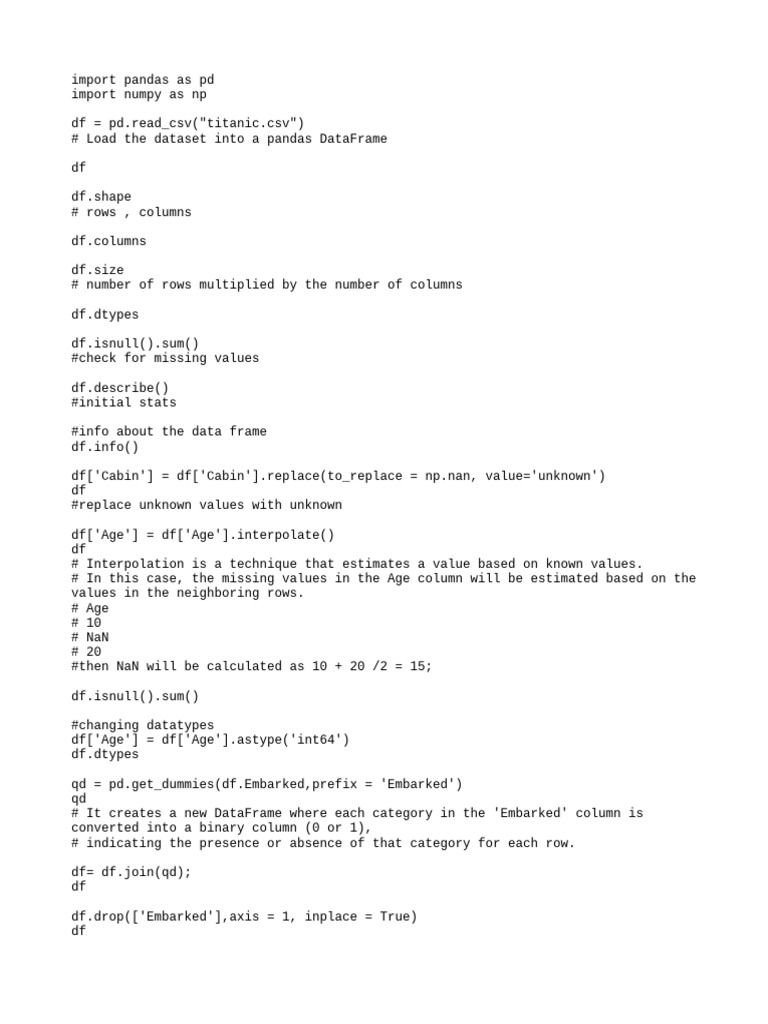 Titanic Data Preprocessing Guide | PDF