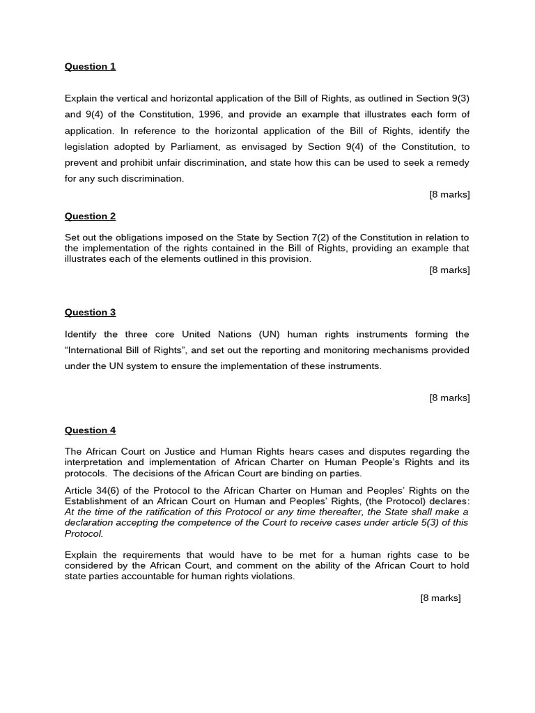 Human Rights Question Bank | PDF | Treaty | Human Rights