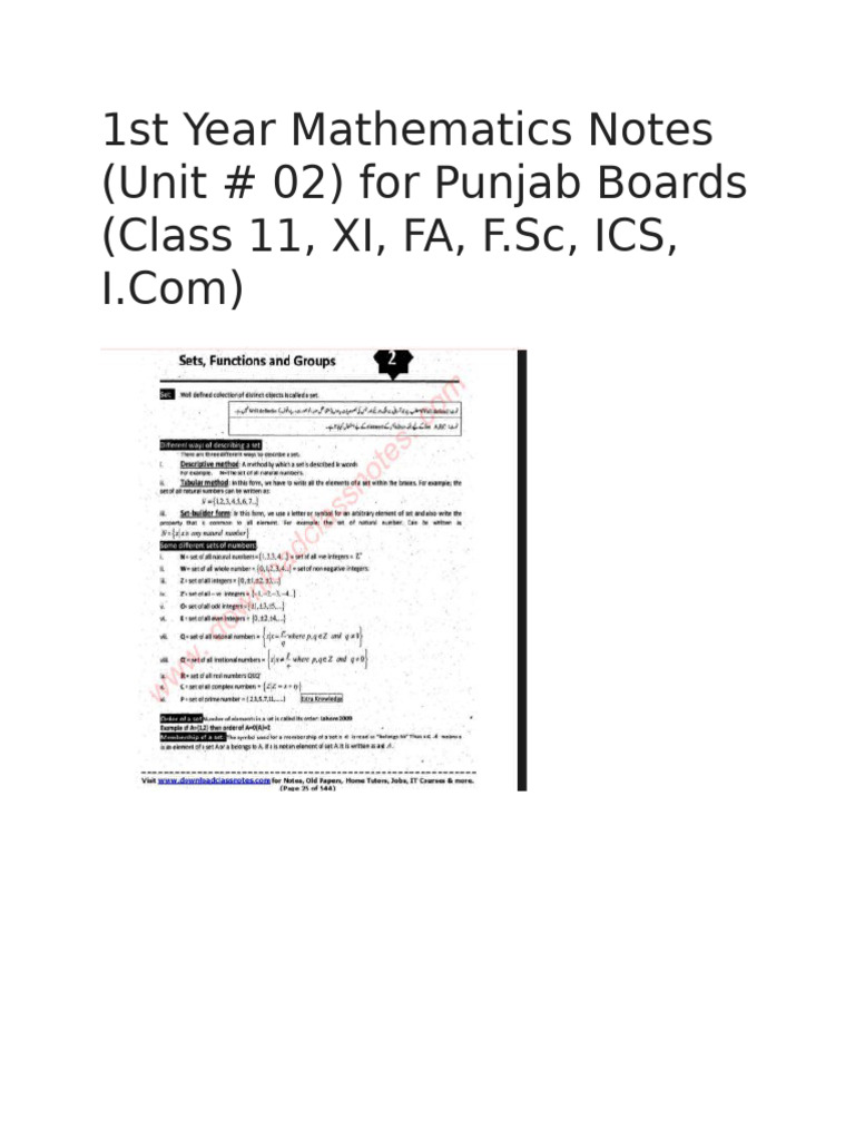1st Year Mathematics Notes | PDF