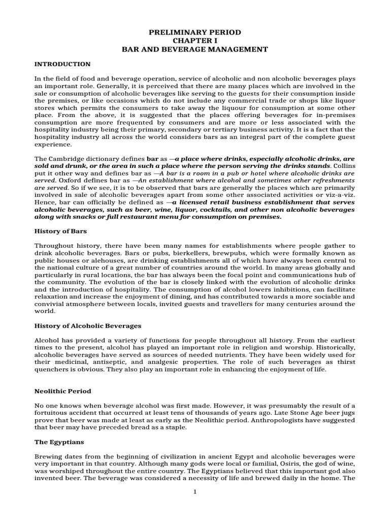 BAR MANAGEMENT CHAPTERS 1 - 6 | PDF | Bar (Establishment) | Alcoholic Beverages