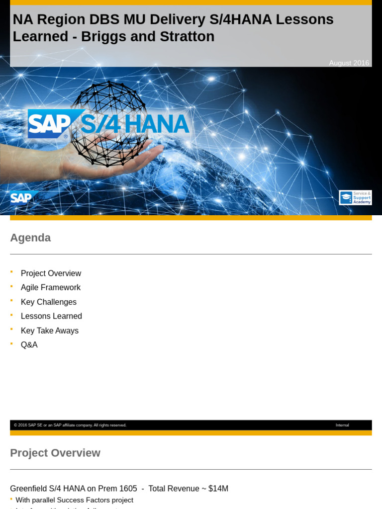 S4 HANA Implementation Lessons Learned - Briggs and Stratton - 201608 | PDF | Scrum (Software ...