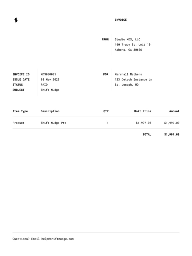 Shift Nudge Invoice | PDF
