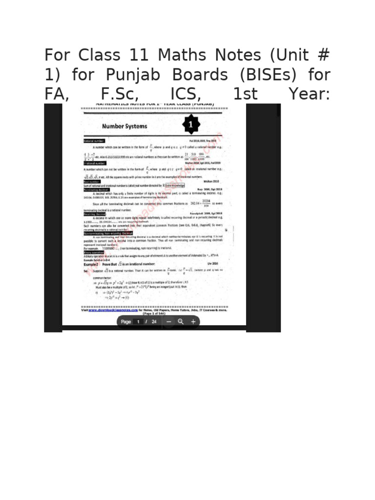 For Class 11 Maths Notes | PDF