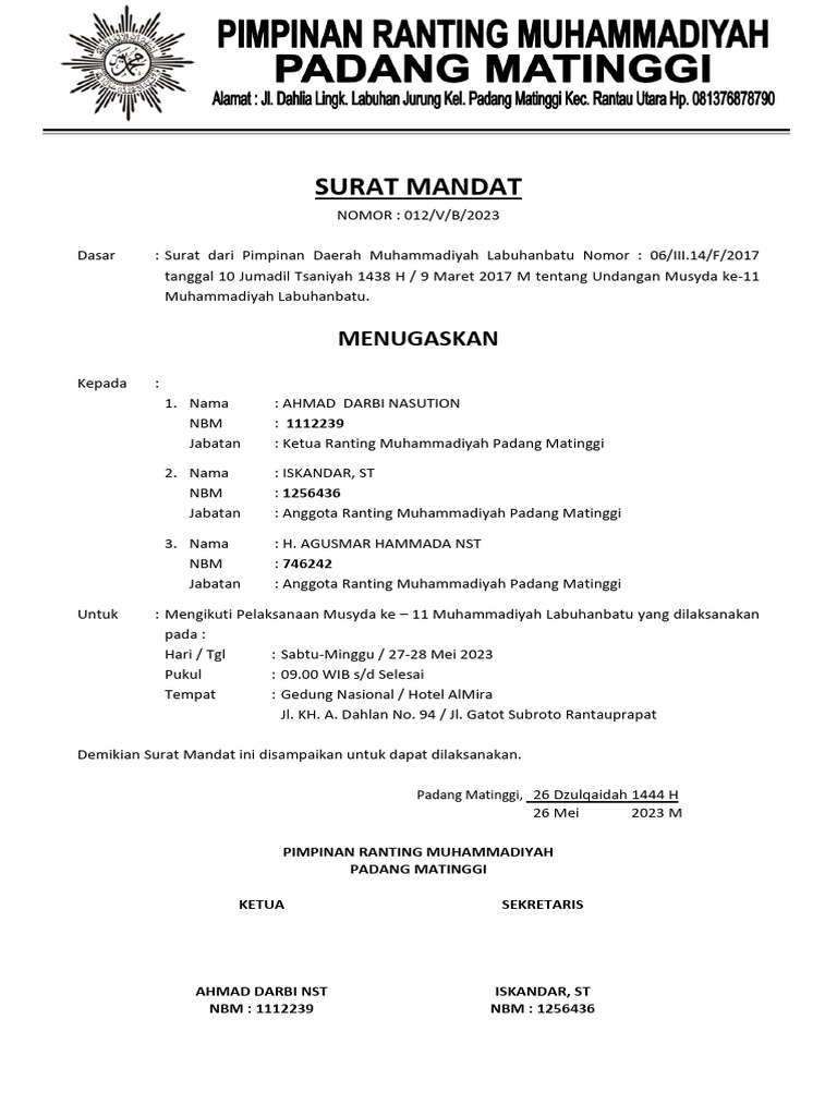 Surat Mandat Musyda | PDF