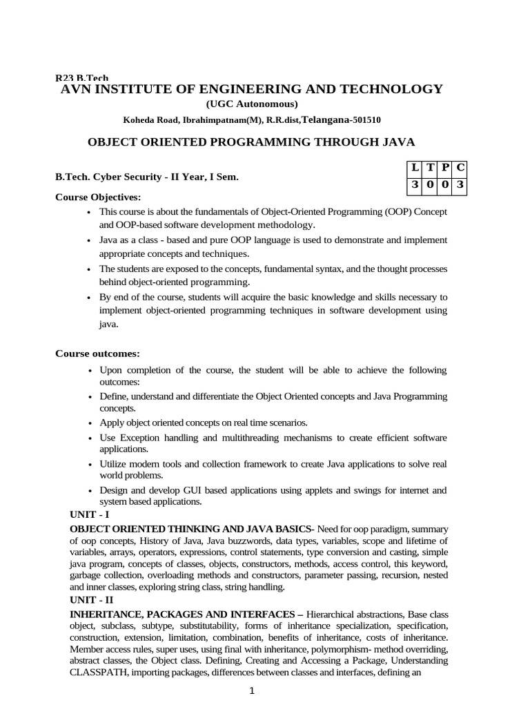 Format For Syllabus Framing | PDF | Object Oriented Programming | Inheritance (Object Oriented ...