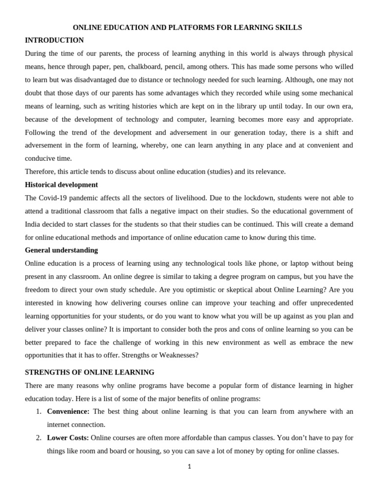 Benefits and Challenges of Online Education | PDF | Educational ...
