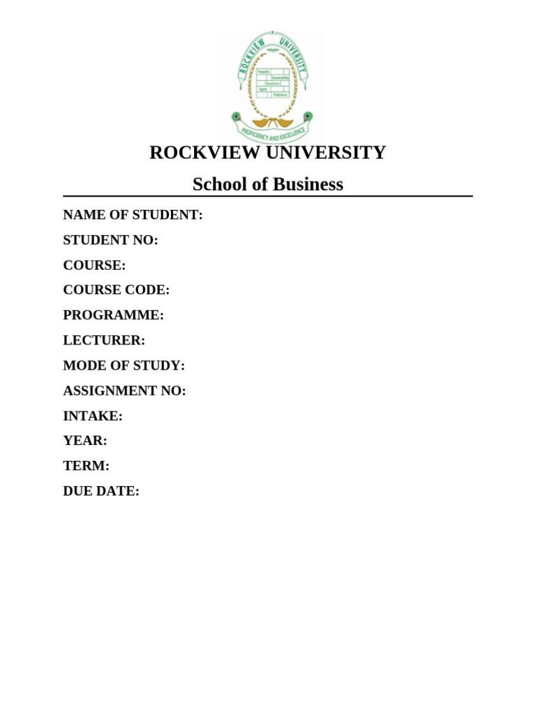 Rockview University Assignment Cover Page | PDF