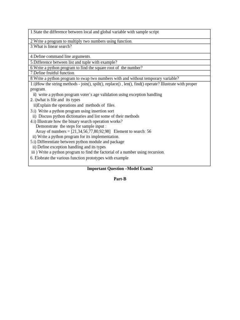 Important Queston - Modelexam2 | PDF