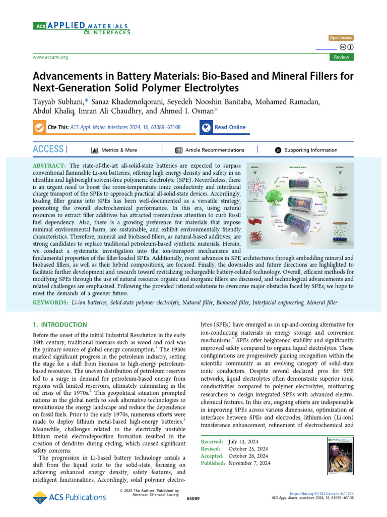 Subhani Et Al 2024 Advancements in Battery Materials Bio Based and ...