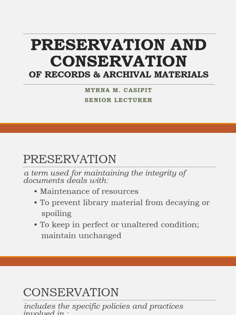 Records Preservation and Conservation Guide | PDF | Bookbinding ...