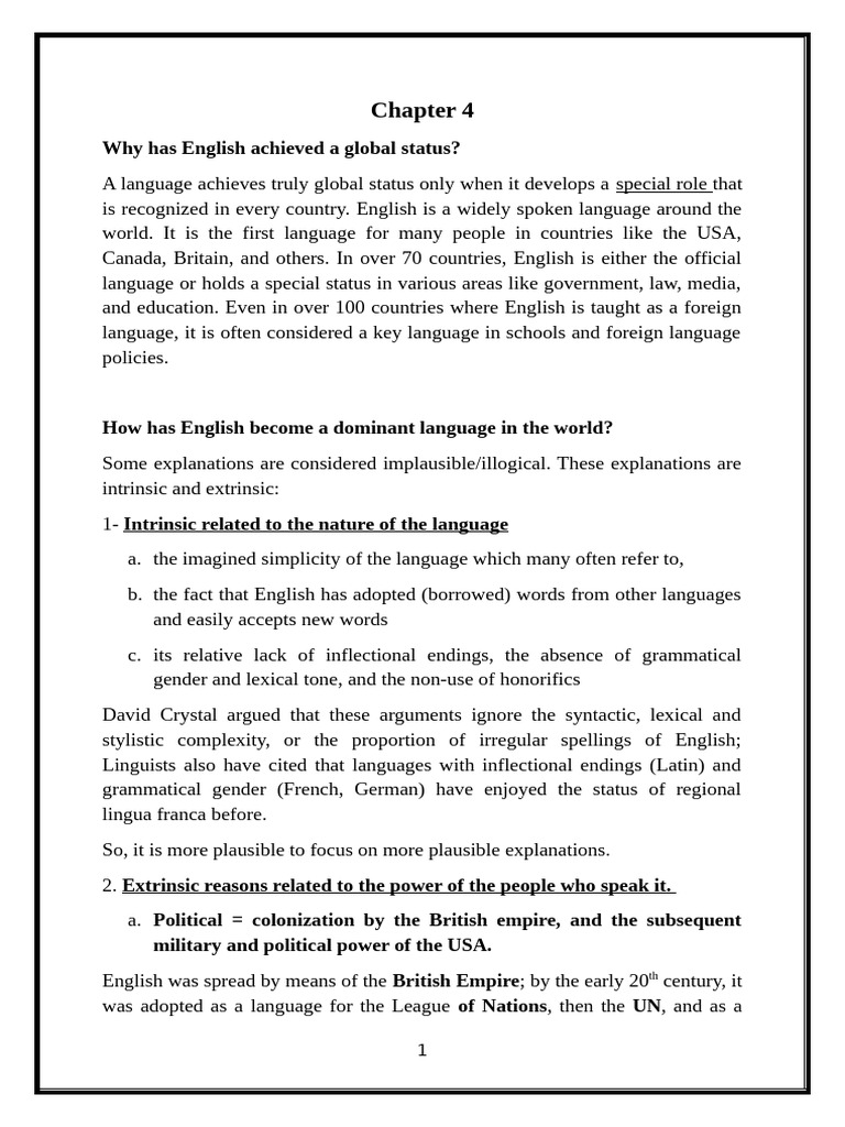 Chapter 4 Global Language | PDF | English Language | Globalization