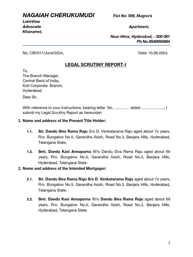 Final Draft LSR 1 Siva Rama Raju | PDF | Lease | Mortgage Law