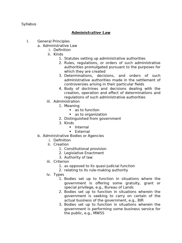 Administrative Law Syllabus Overview | PDF | Administrative Law | Justice