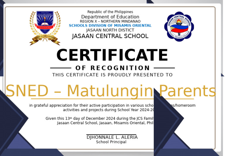 Parent Recognition Certificate | PDF