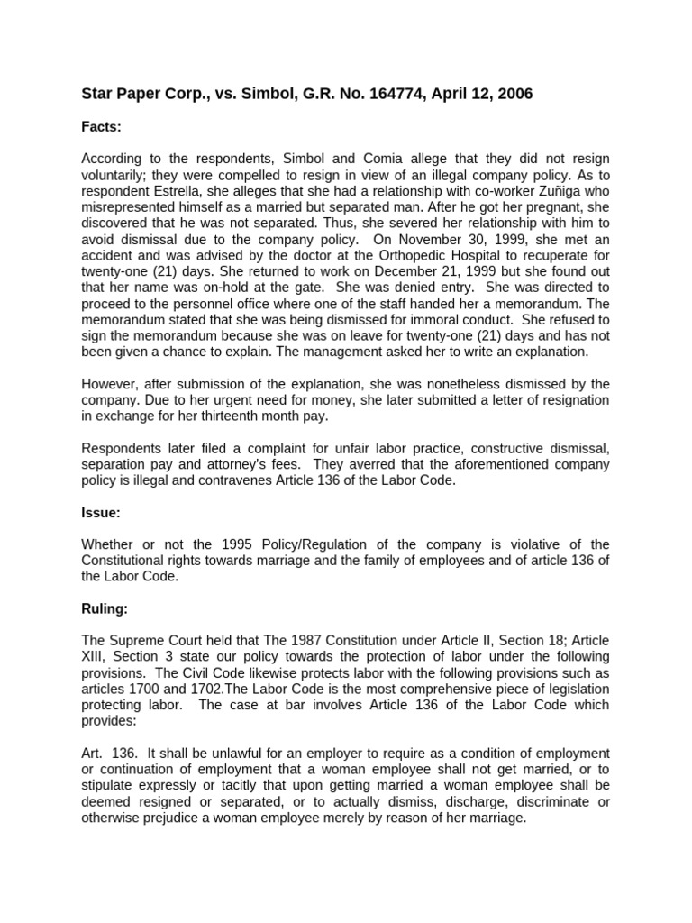 Star Paper Corp Vs Simbol - 072900 | PDF | Employment | Justice