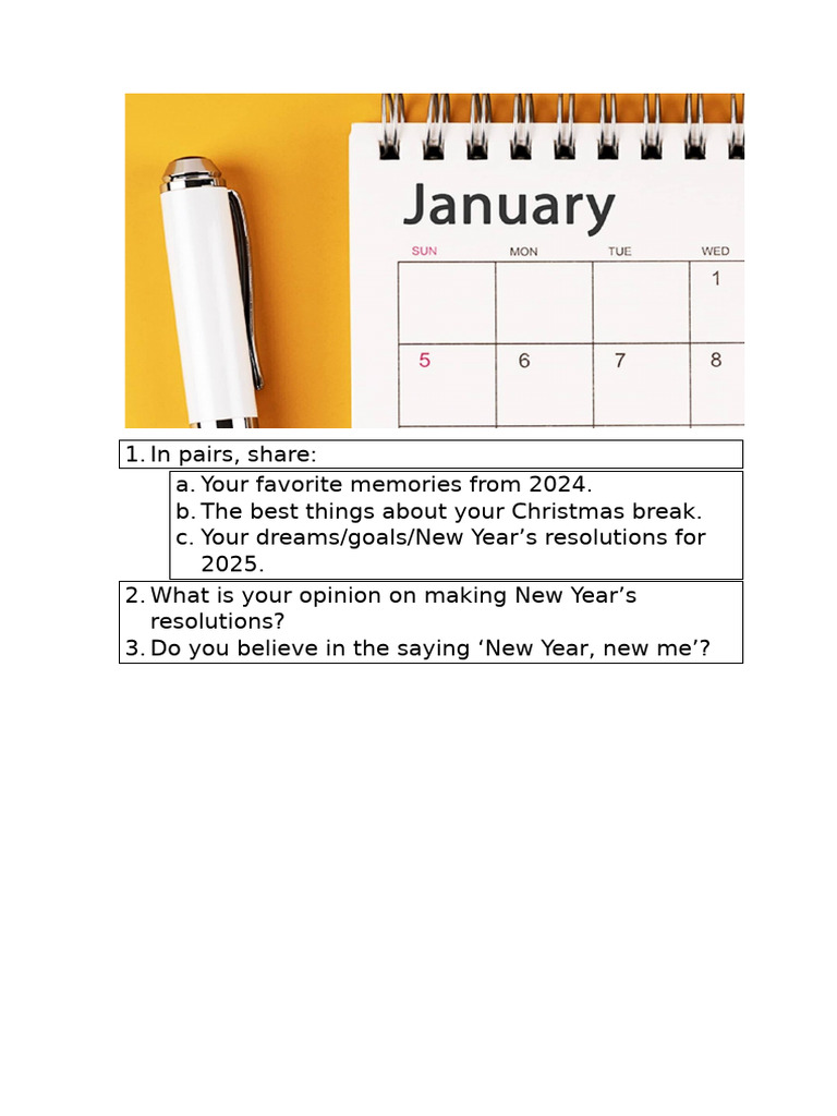 New Year Warm-Up Questions | PDF
