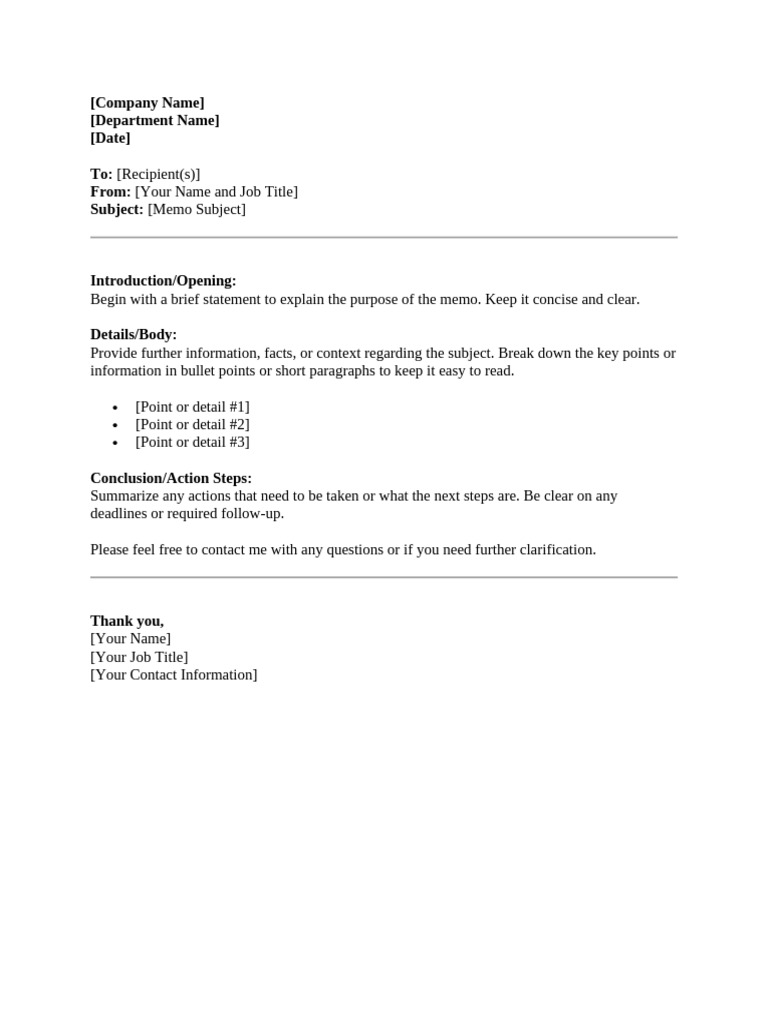 Professional Memo Template Guide | PDF