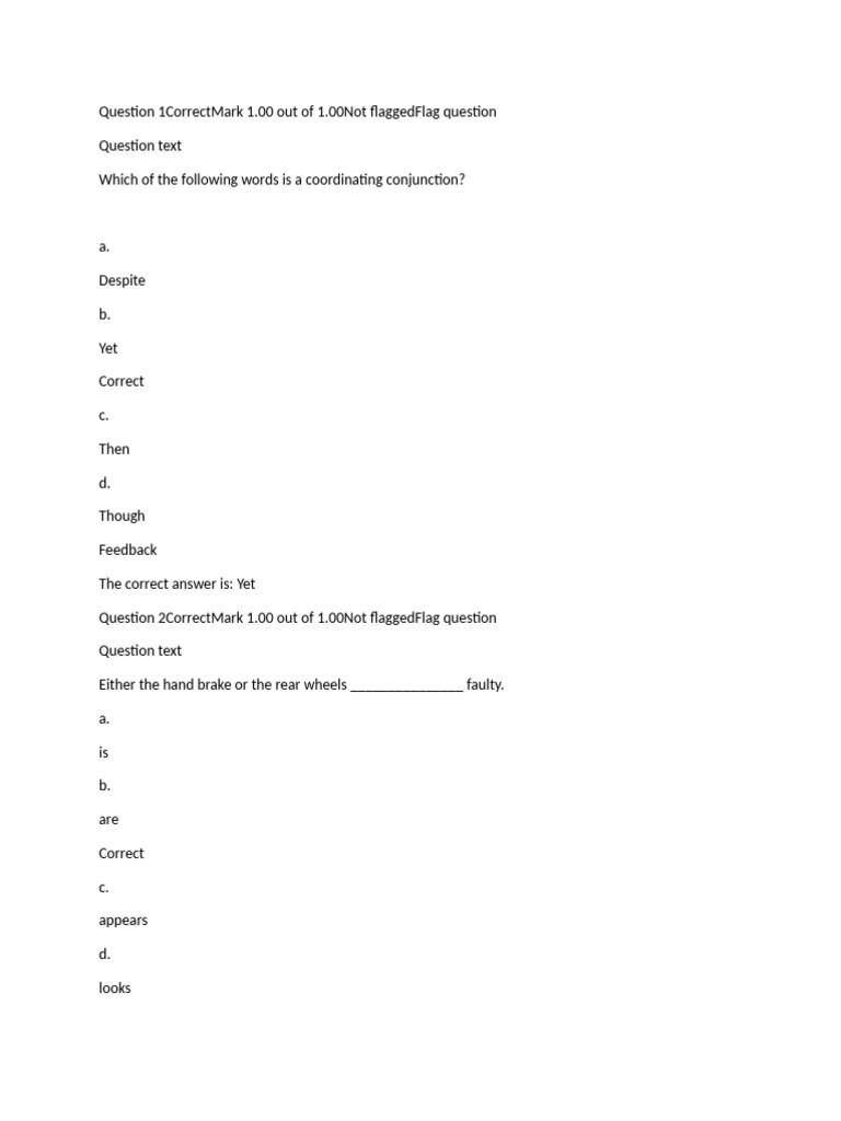 English Grammar Quiz Answers | PDF | Verb | Adverb