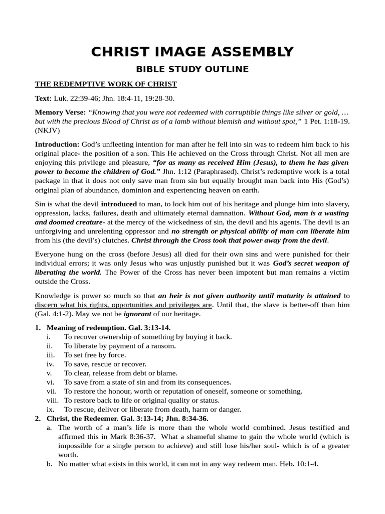 The Redemptive Work of Christ | PDF | Salvation | Jesus