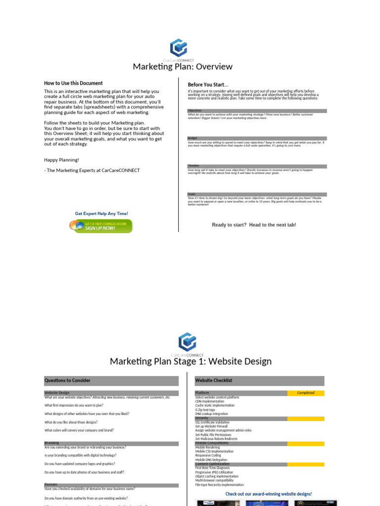 Marketing Plan: Overview: Before You Start... How To Use This Document ...