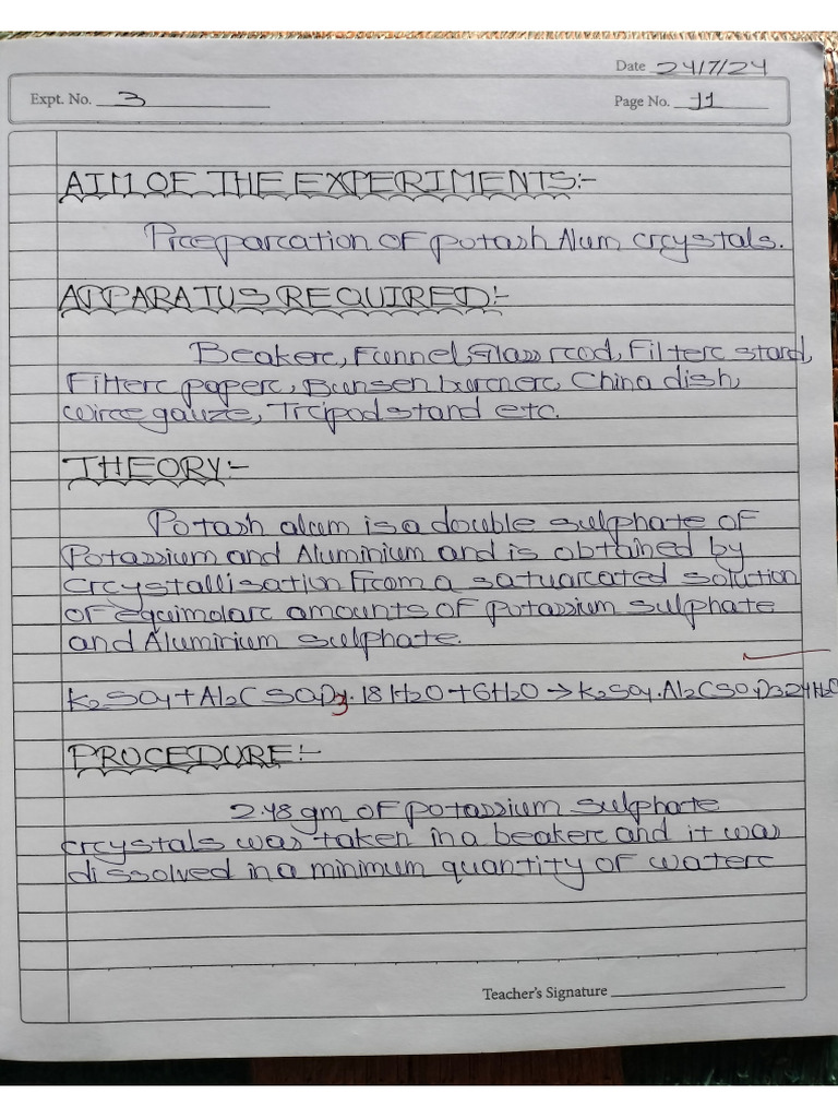 Potash Alum Experiment | PDF