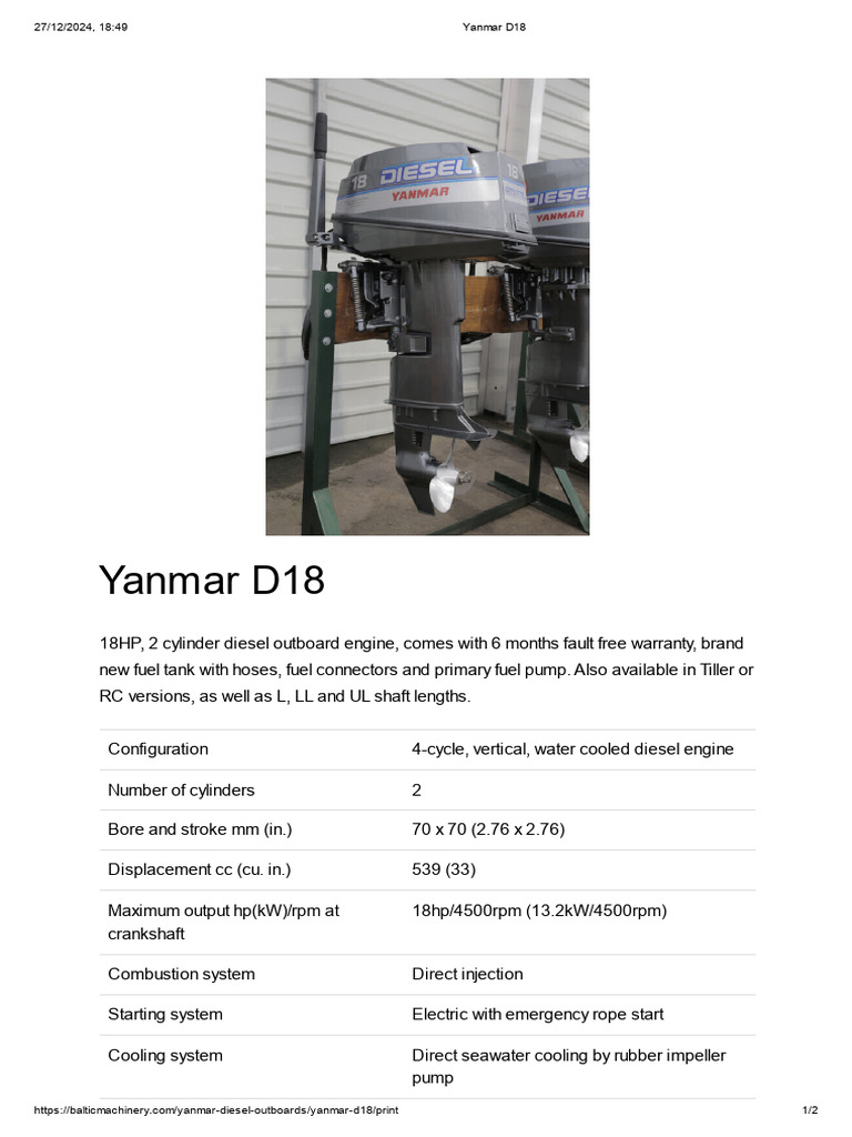 Yanmar D18 | PDF | Engines | Diesel Engine