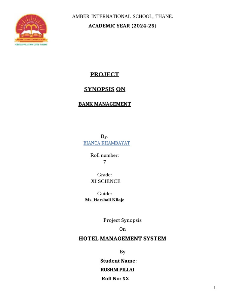 Grade 11 & 12 - PROJECT SYNOPSIS FORMAT | PDF