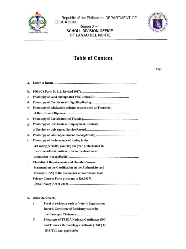 Philippines Education Document Checklist | PDF