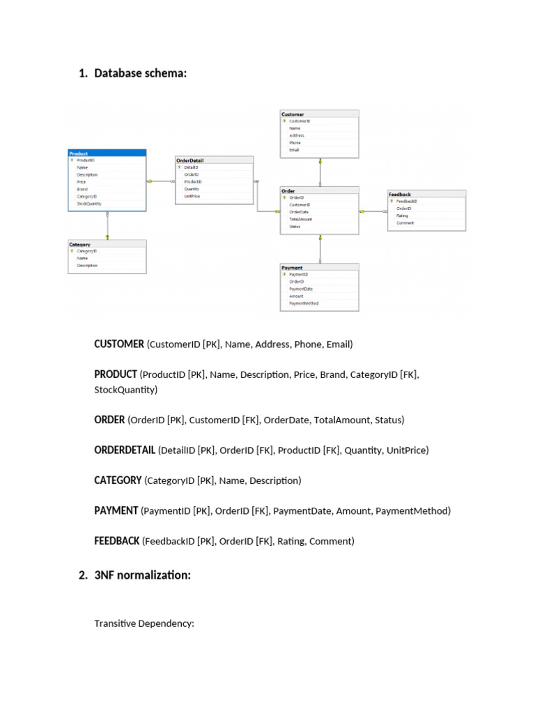 Database Schema and 3NF Normalization Guide | PDF