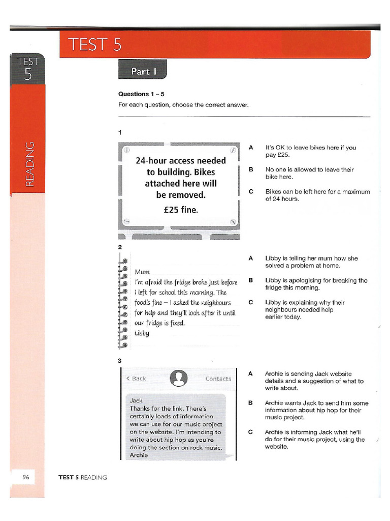 PET PTP Test 5 | PDF