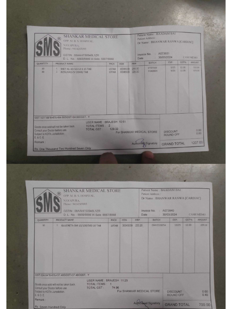 Medicine Bill | PDF
