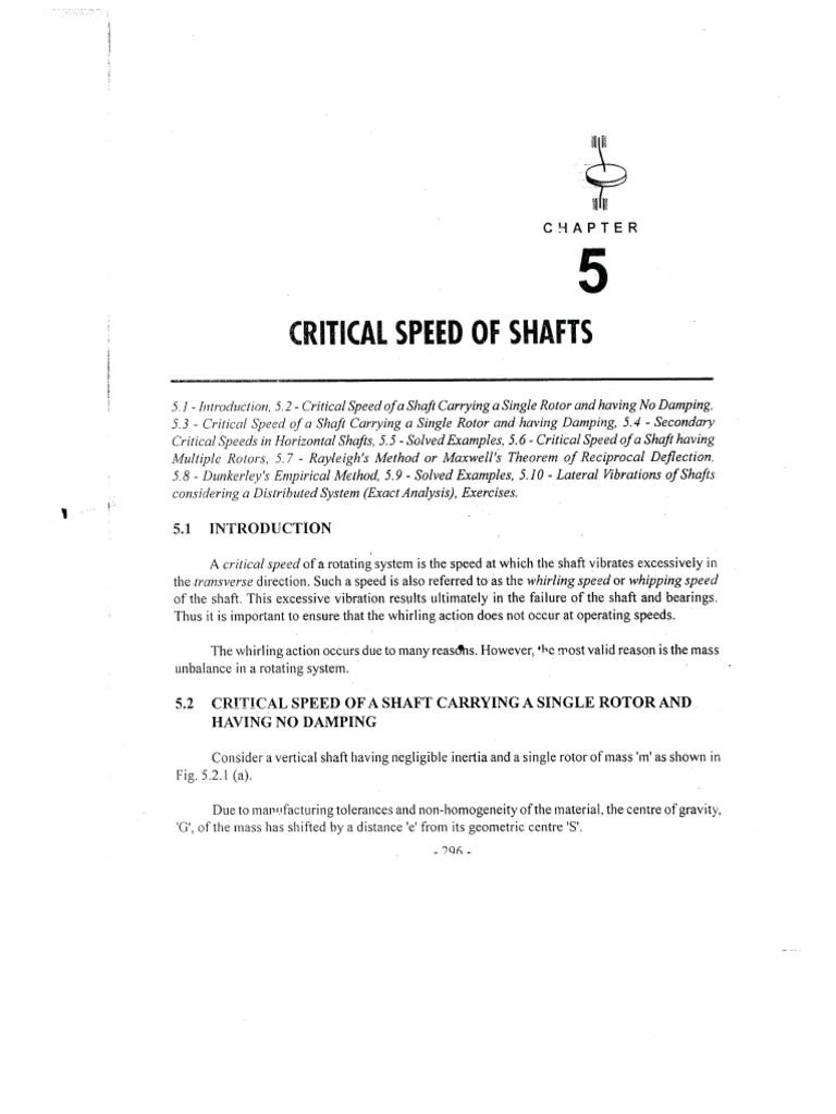 Critical Speed of Shaft | PDF